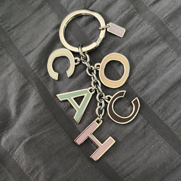 Coach | Accessories | Coach Silver Multicolored Keychain Bag Charm ...